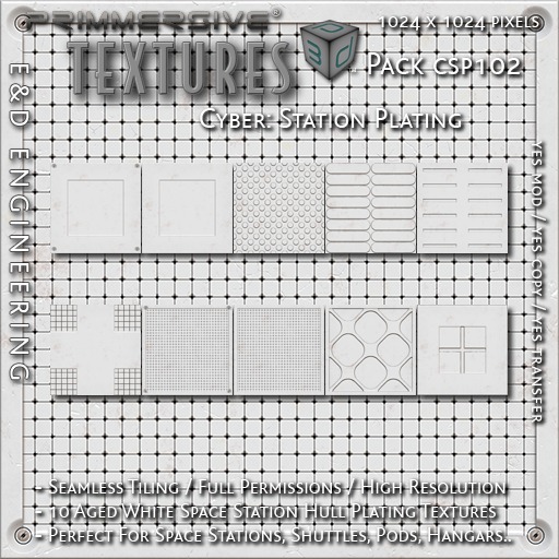 Second Life Marketplace - [CSP102] 10 1024px White Metal Panel Textures for Space Stations ...