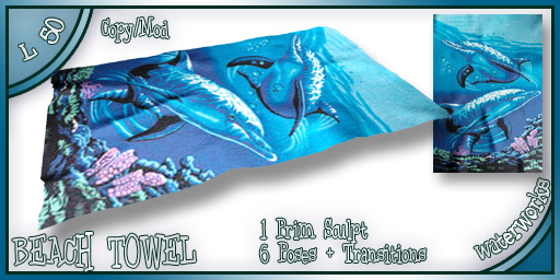 Second Life Marketplace - WaterWorks Smooth Animated Beach Towel - Dolphins