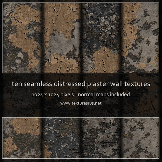Second Life Marketplace - Textures R Us - *3D* Distressed Plaster Wall ...