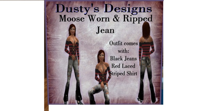 Second Life Marketplace - Dusty's Moose Worn & Ripped Black Jeans