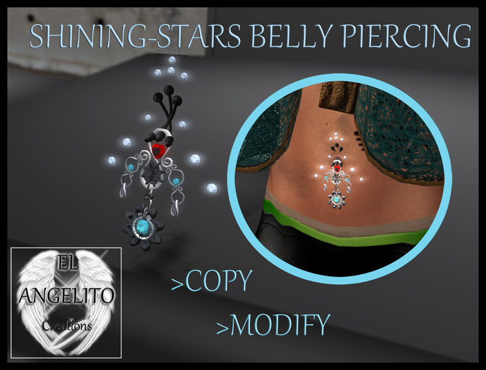 Second Life Marketplace - {EAc} - Shining-stars belly piercing(female)