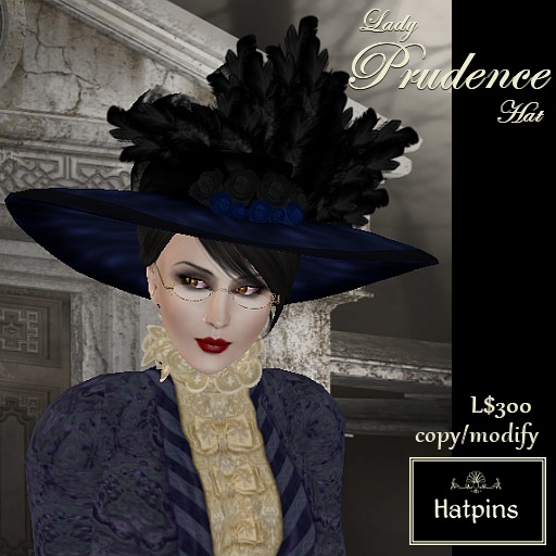 Second Life Marketplace - Hatpins - Lady Prudence Hat - Navy