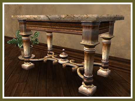 Second Life Marketplace - *Kismet* Bishop's Marble Top Table - ash brown