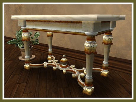 Second Life Marketplace - *Kismet* Bishop's Marble Top Table - rococo white