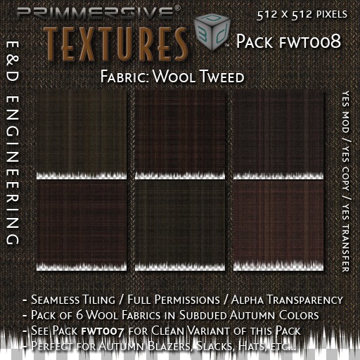 Second Life Marketplace - [FWT008] 6 Frayed Seamless Wool Fabric ...