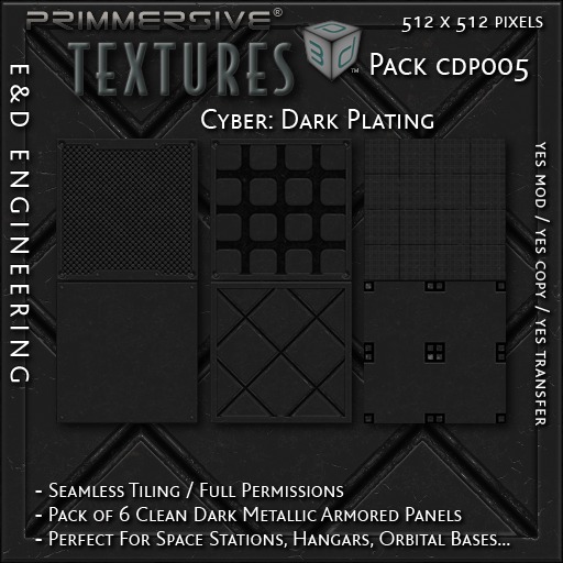 Second Life Marketplace - [CDP005] 6 512px Dark Steel Plate and Armored ...
