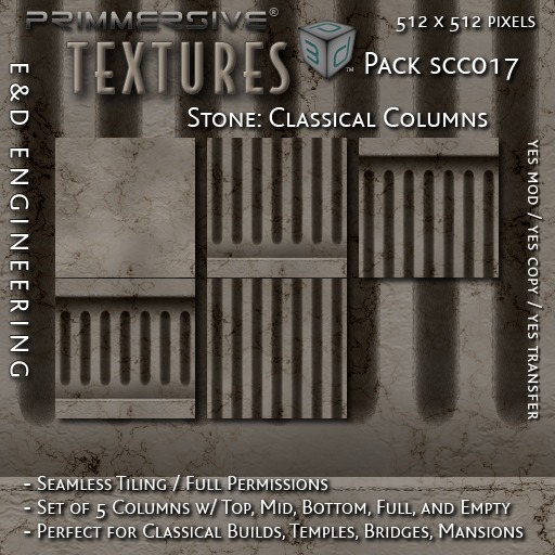 Second Life Marketplace - [SCC017] 5 Clean Marble Column Seamless ...