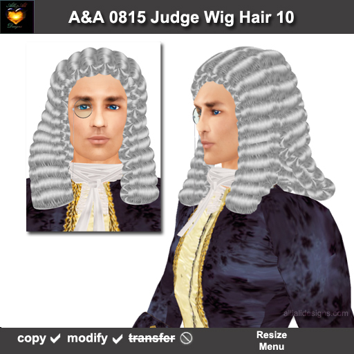 Second Life Marketplace - A&A 0815 Judge Wig 10 (Color 10), victorian ...
