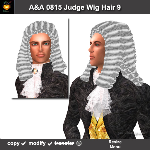 Second Life Marketplace - A&A 0815 Judge Wig 9 (Color 9), victorian ...