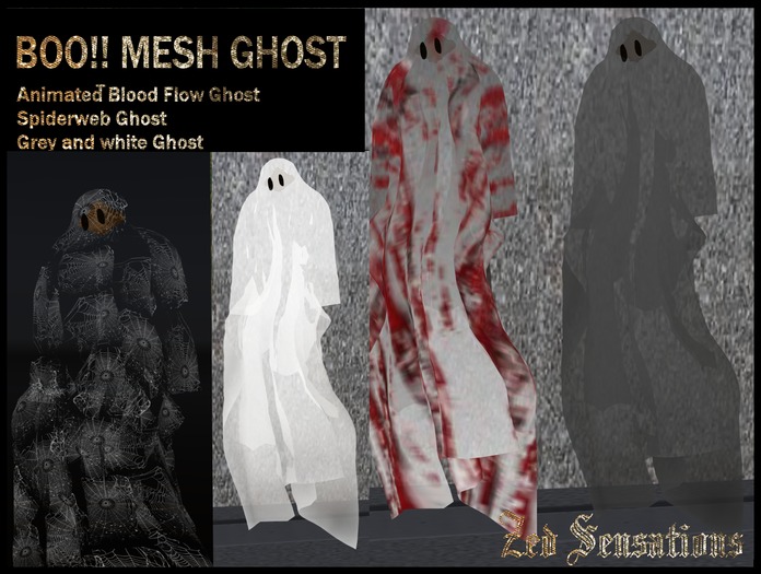 Second Life Marketplace - NEW UNISEX BOO!! Mesh Ghost Costumes with ...