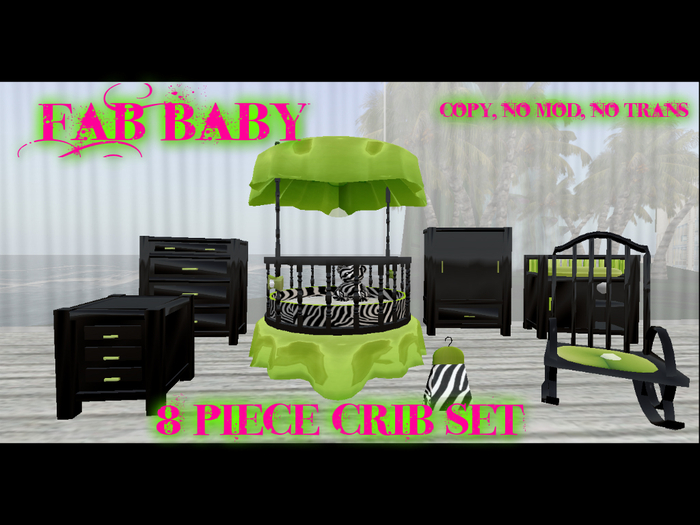 Second Life Marketplace - Fab.Baby Wild Thang Lime Crib Set