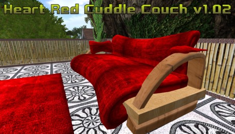 Second Life Marketplace - Heart Red Cuddle Couch v1.02