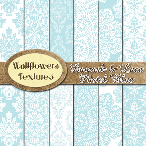 Second Life Marketplace - *Wallflowers* Damask & Lace: Pastel Blue