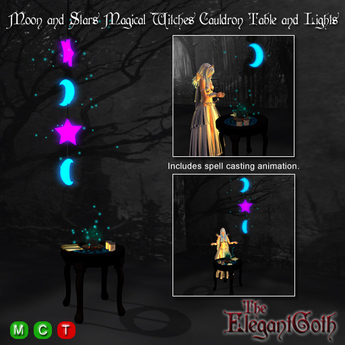 Second Life Marketplace - Moon and Stars Magical Witches Cauldron Table ...