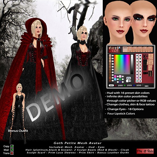Second Life Marketplace - *DEMO* MESH Eva Petite Goth Avatar - Complete ...