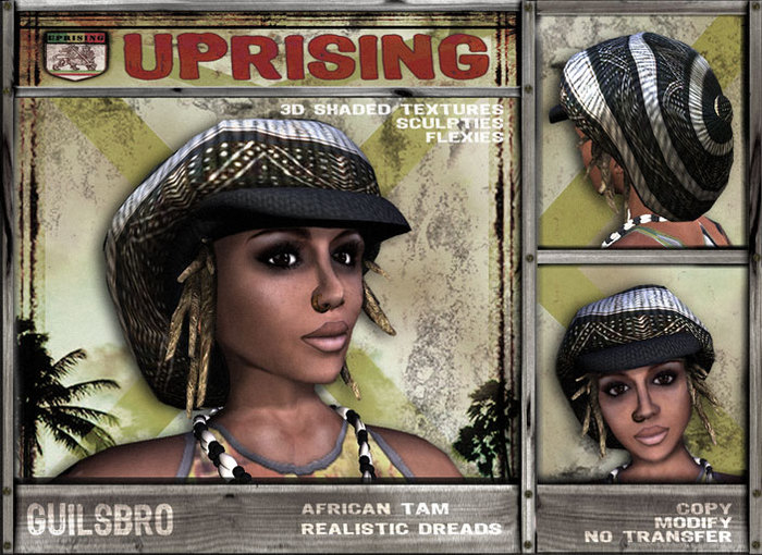 Second Life Marketplace - UPRISING GU Rasta Dreadlocks with Tam Beanie ...