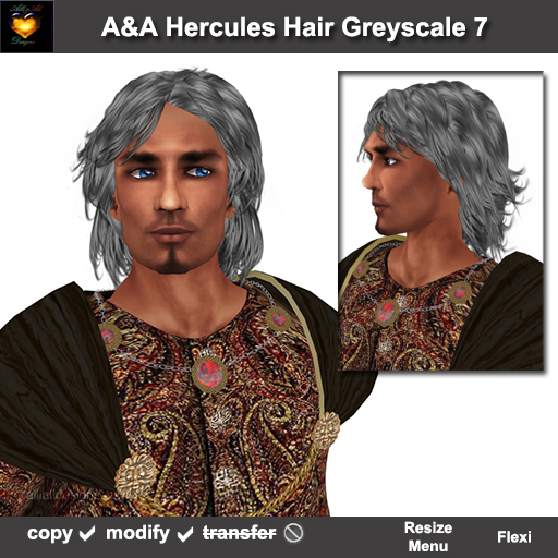 Second Life Marketplace - A&A Hercules Hair Greyscale 7 (Color 7). Wavy ...