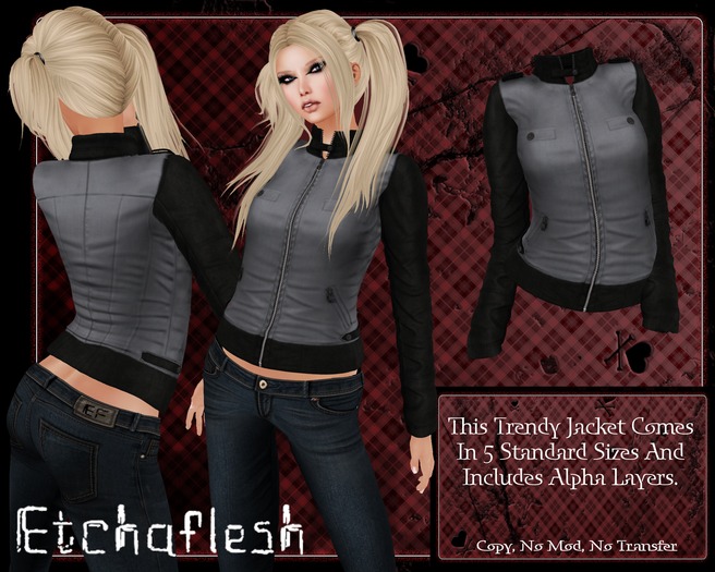 Second Life Marketplace - [Etchaflesh] DEMO Sky Blue Canvas Jacket *MESH*