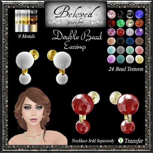 Second Life Marketplace - Beloved Jewelry : Double Bead Earrings ...
