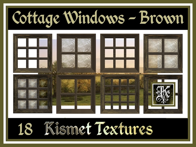 Second Life Marketplace - *Kismet* Cottage Windows Textures - Brown (18)