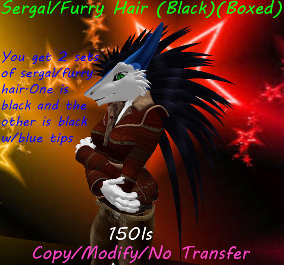 Second Life Marketplace - Sergal/Furry Hair (Black)(Boxed)