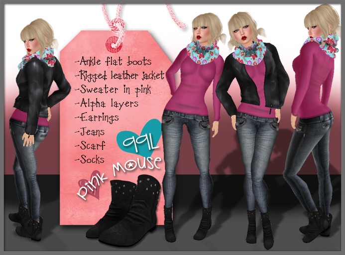 Second Life Marketplace [pink Mouse] Warm Pink Full Winter Outfit