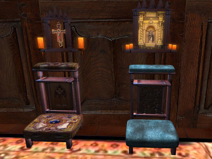 Second Life Marketplace - Prayer Bench Medieval Prie Dieu Blue Velvet ...