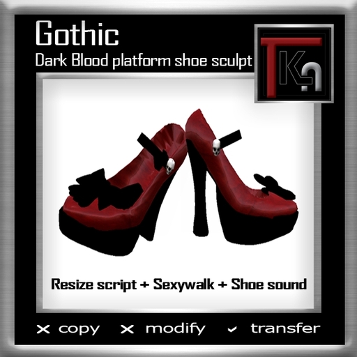 Second Life Marketplace - TKA-GOTHIC-Dark Blood platform shoe sculpt