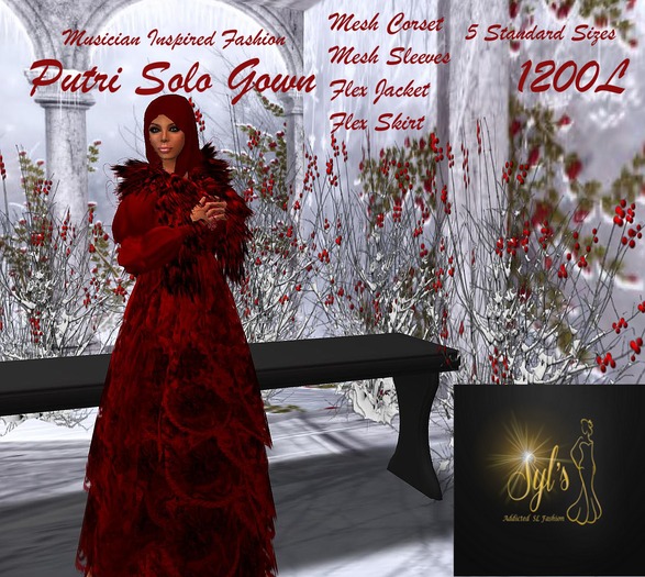 Second Life Marketplace - Putri Solo Hooded Red Gown