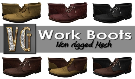 Second Life Marketplace - VG WORK BOOTS RUST (Mens)