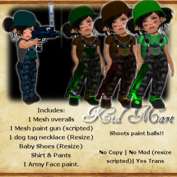 Second Life Marketplace - [[KM]] Army Kid -Blue -TODDLEEDOO