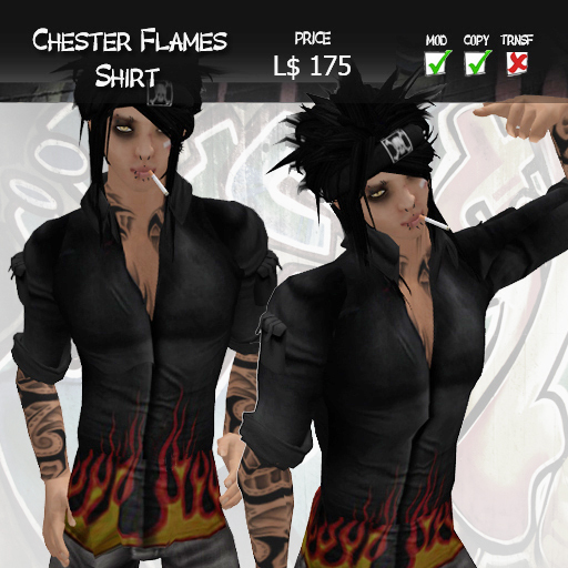 Second Life Marketplace - =Void= Chester Flames Shirt