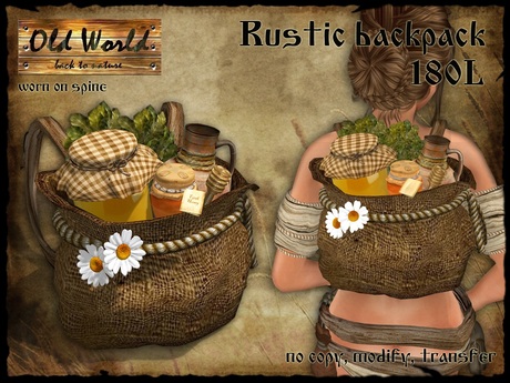 Second Life Marketplace - Rustic backpack with honey - Old World ...