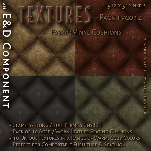Second Life Marketplace - [FVC014] 10 Aged & Worn Vinyl / Leather Couch ...