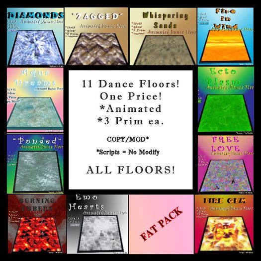 Second Life Marketplace - Complete Set Dance Floors FAT PACK 11 Floors ...