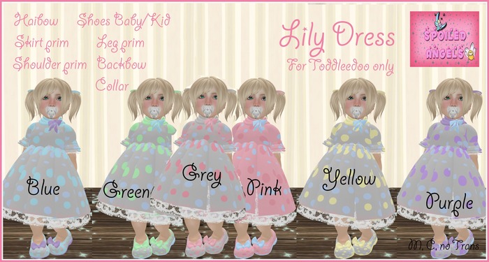 Second Life Marketplace - [S][A] Lily Dress - Fat Pack - Baby/Kid