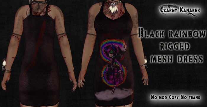 Second Life Marketplace - Black rainbow rigged mesh dress ::Czarny ...