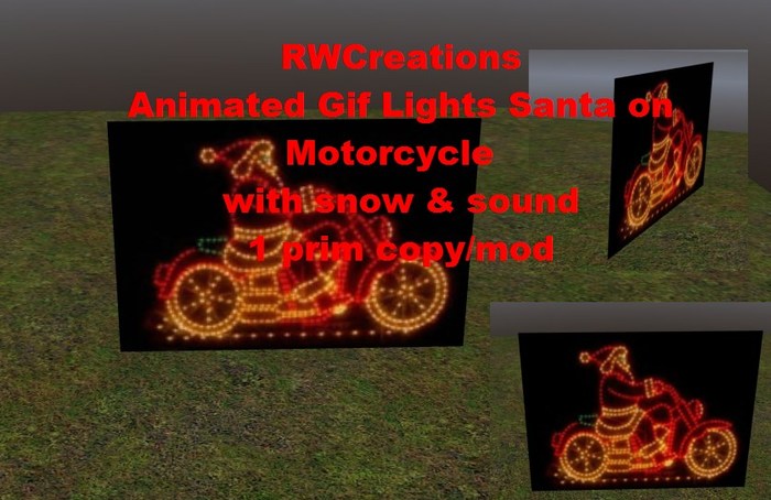 Second Life Marketplace - Animated Gif Lights Santa on Motorcycle with ...
