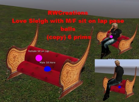 Second Life Marketplace - Romantic Love Sleigh with M/F sit on lap pose ...