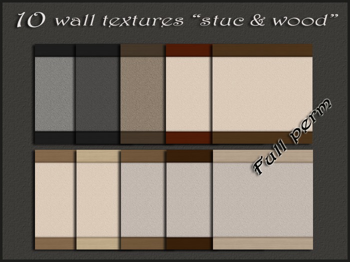 Second Life Marketplace - Pack 10 wall textures stuc&wood (1024x1024)