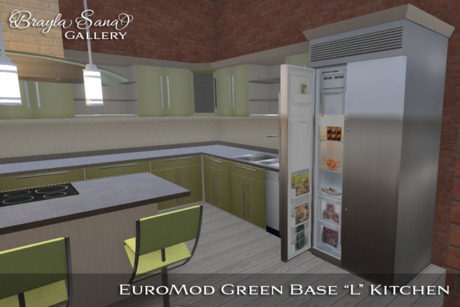 Second Life Marketplace - [[br] Euromod Green "L" Base Model Kitchen