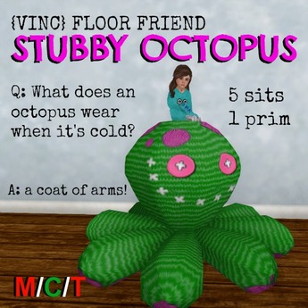 Second Life Marketplace - {VINC} Floor Friend - Stubby Octopus - Boxed