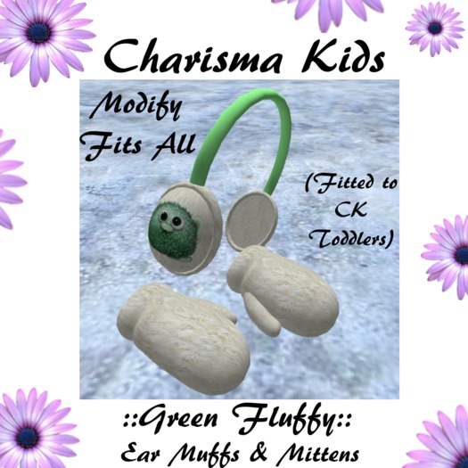 Second Life Marketplace - Charisma Kids ::Green Fluffy:: Ear Muffs ...