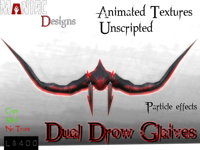Second Life Marketplace - Bloodrose Industries Drow Glaives