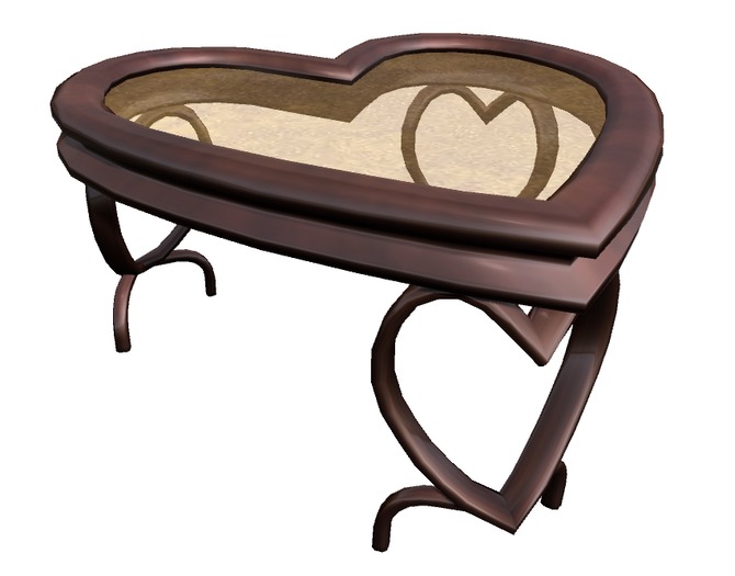 Second Life Marketplace - Small Heart Shaped Table Mahogany