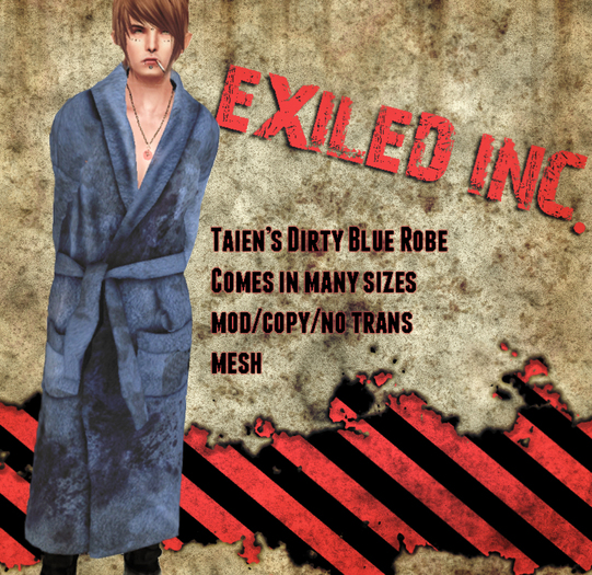 Second Life Marketplace - [Exiled Inc.] Taien's Dirty Blue Robe - [MESH]