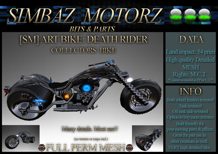 Second Life Marketplace - [SM] ART BIKE - DEATH RIDER - PACKED