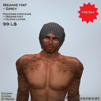 Second Life Marketplace - Beanie Hat Grey