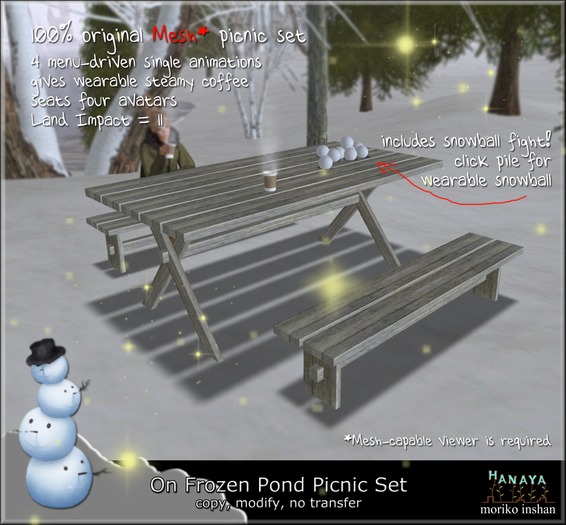 Second Life Marketplace - -Hanaya- On Frozen Pond Picnic Set [mesh]