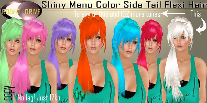 Second Life Marketplace - Hair Flexi Side Tail 132 colors NO LAG